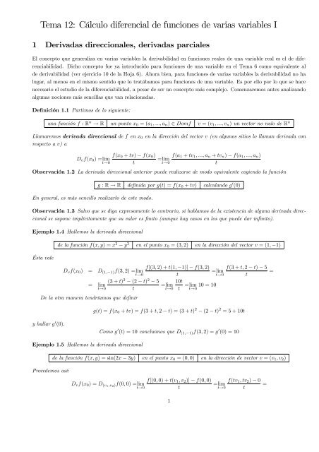 Tema 12: CÃ¡lculo diferencial de funciones de varias variables I