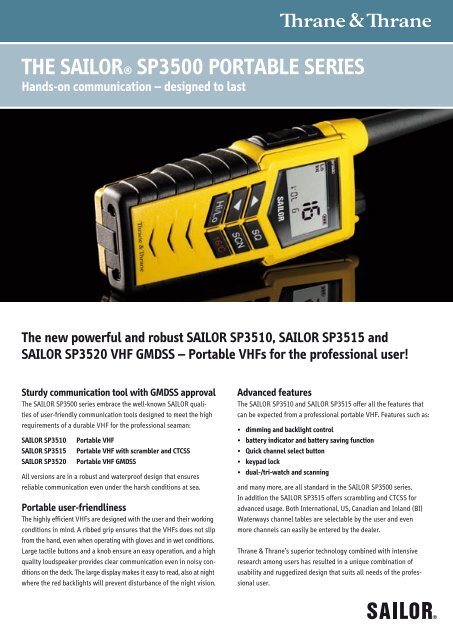 THe SAILOR® SP3500 PORTAbLe SeRIeS