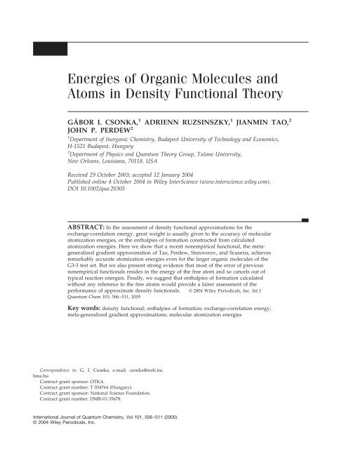 Energies of organic molecules and atoms in density functional theory