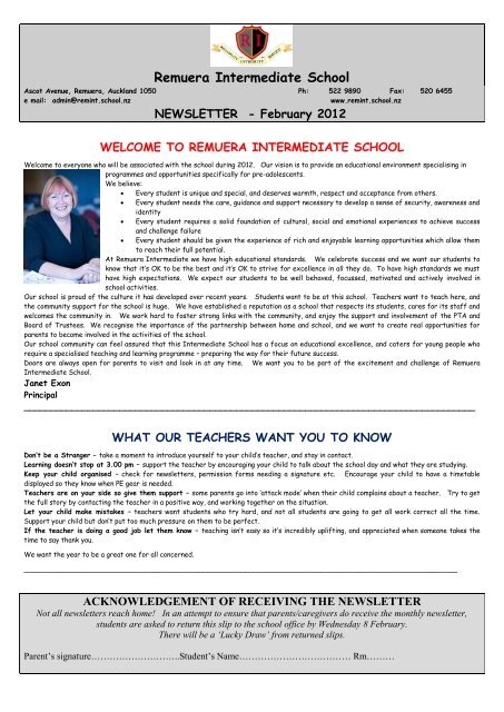 Remuera Intermediate School - PowerUpdates