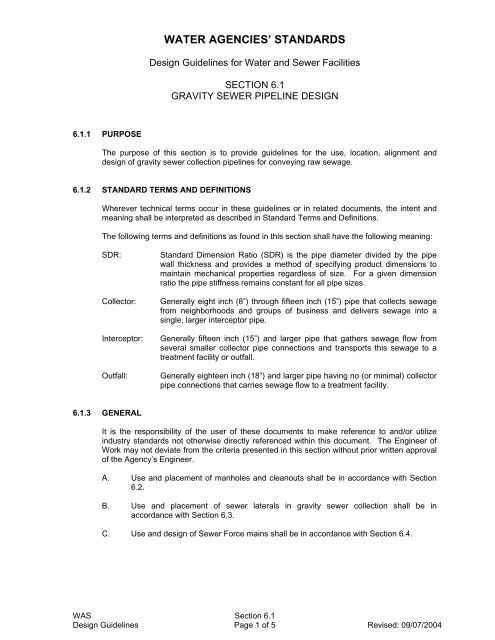 Gravity Sewer Pipeline Design - Sdwas.com