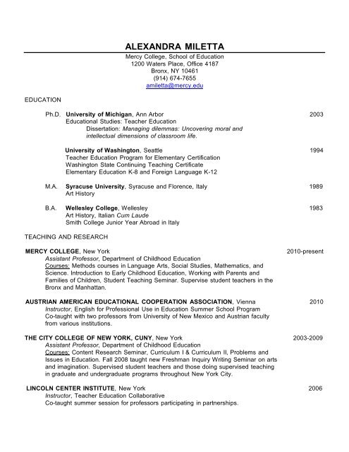 Alexandra Miletta - Mercy College