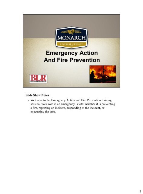 BLR's Safety Training Presentations - Monarch Beverage