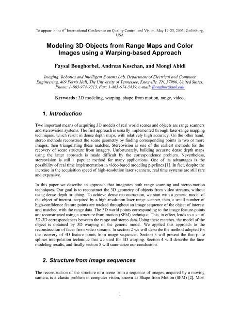 Modeling 3D Objects from Range Maps and Color Images using a ...