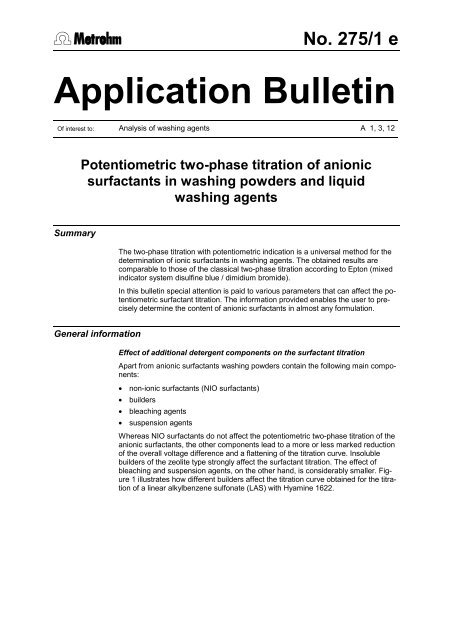 No. 275/1 e Application Bulletin