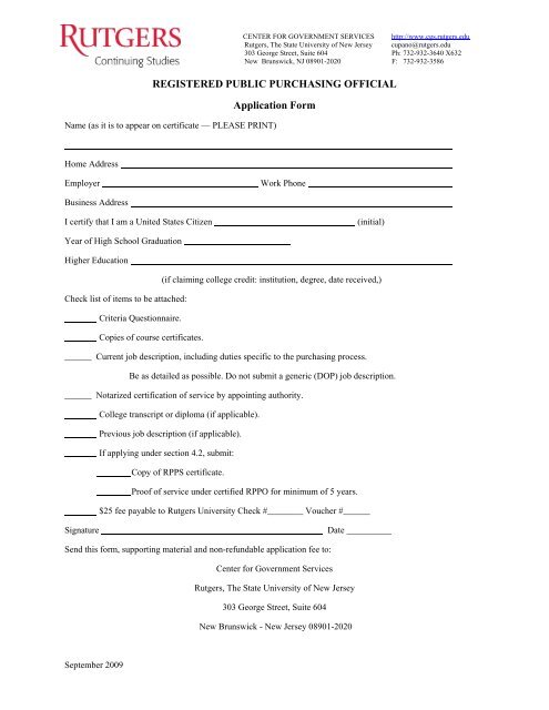 REGISTERED PUBLIC PURCHASING OFFICIAL Application Form