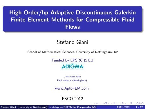 High-Order/hp-Adaptive Discontinuous Galerkin Finite Element ... High-Order/hp-Adaptive Discontinuous Galerkin Finite Element ...