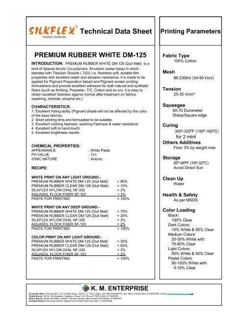 Technical Data Sheet Printing Parameters