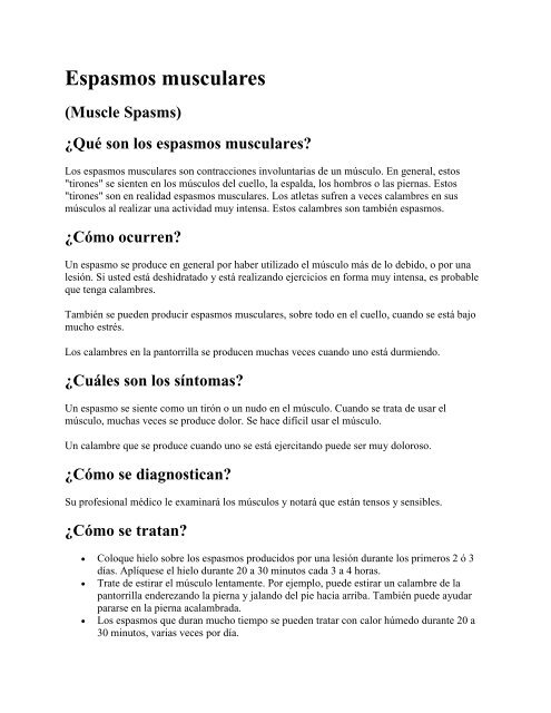 Que Es Un Espasmo Muscular ¿Qué Es Espasmo Muscular?
