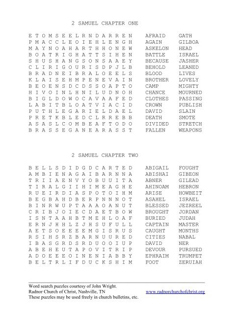 2 Samuel Word Search Puzzles - Woodbine Church of Christ