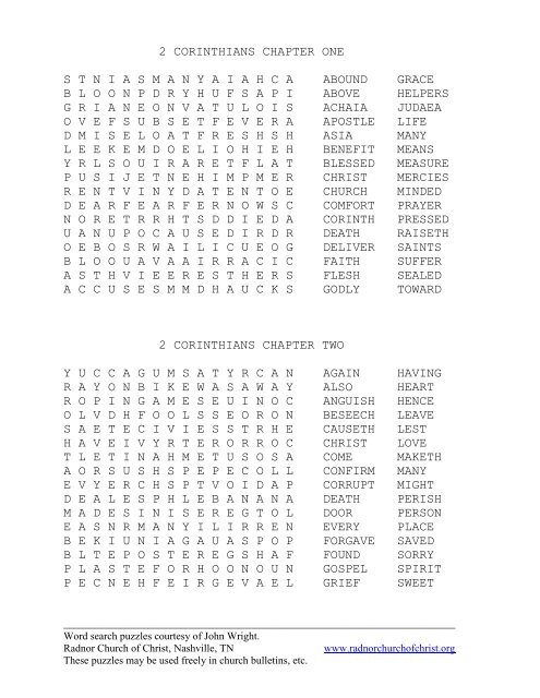 2 Corinthians Word Search - Woodbine Church of Christ