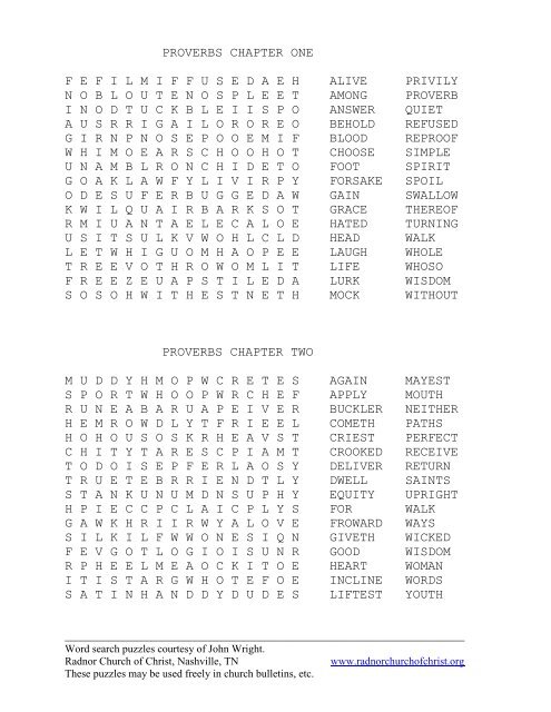 Proverbs Word Search Puzzles - Woodbine Church of Christ