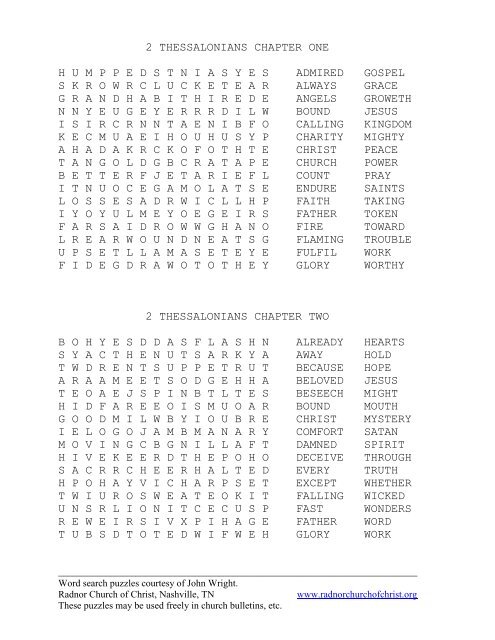 2 Thessalonians Word Search Puzzles - Woodbine Church of Christ