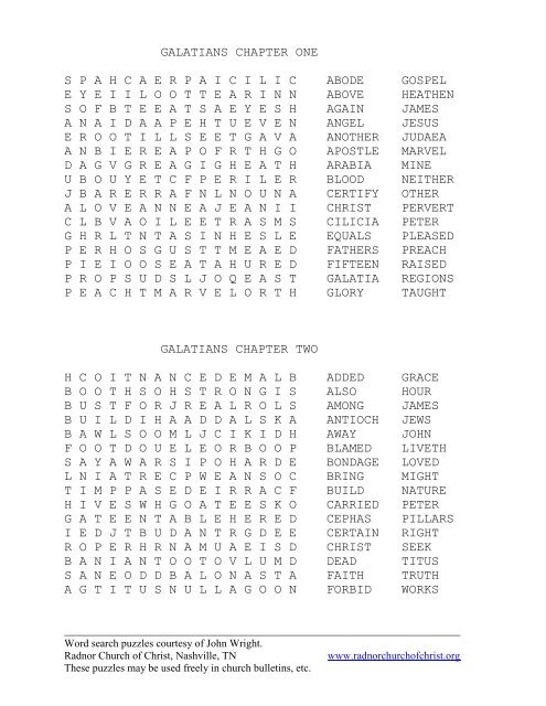 Galatians Word Search Puzzles - Woodbine Church of Christ