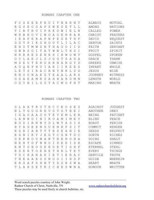 Romans Word Search Puzzles - Woodbine Church of Christ