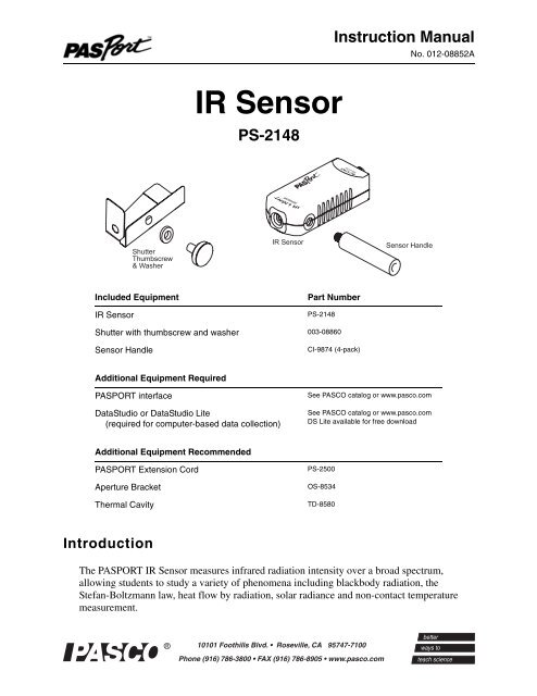 IR Sensor - PASCO Scientific