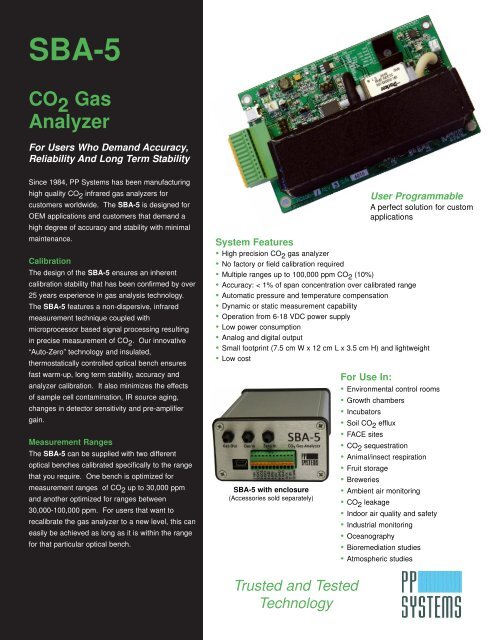 SBA-5 Data Sheet - PP Systems