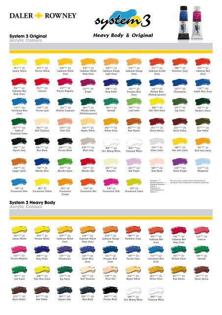 System 3 Original & Heavy Body Colour Chart.pdf - Daler Rowney