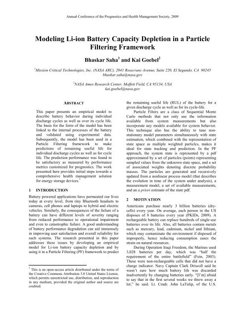 Modeling Li-ion Battery Capacity Depletion in a ... - PHM Society