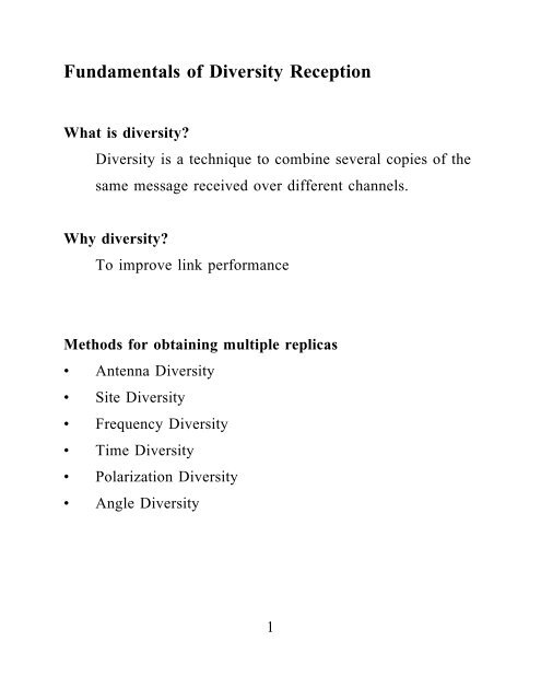 Fundamentals of Diversity Reception - Wireless Communication
