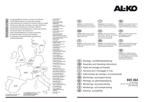Montage- und Betriebsanleitung Assembly and Operating ... - AL-KO