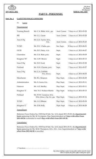 Force Orders 3337B dated 2011-05-19.pdf - Jamaica Constabulary ...