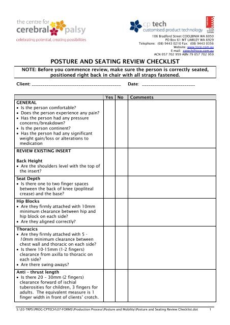 Attachment 6 - Posture and Seating Review Checklist.dot - CP Tech