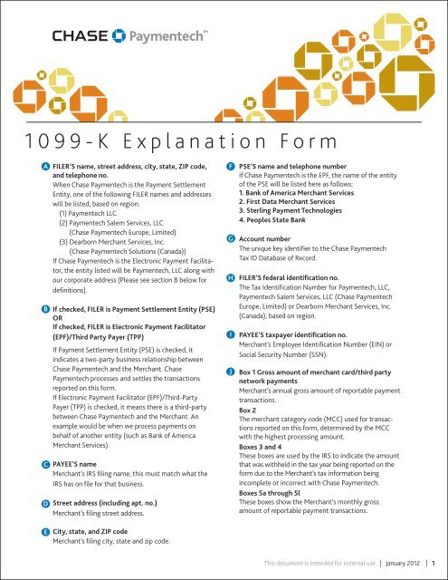 1099-K Explanation Form - Chase Paymentech