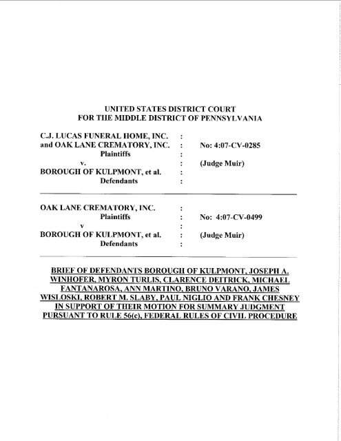 Brief in Support of Motion for Summary Judgment - ActionPA.org