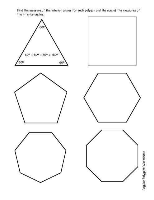 Regular Polygons Worksheet pdf