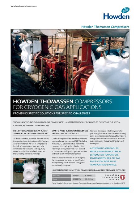 howden Thomassen Compressors for CryogeniC gas appliCations
