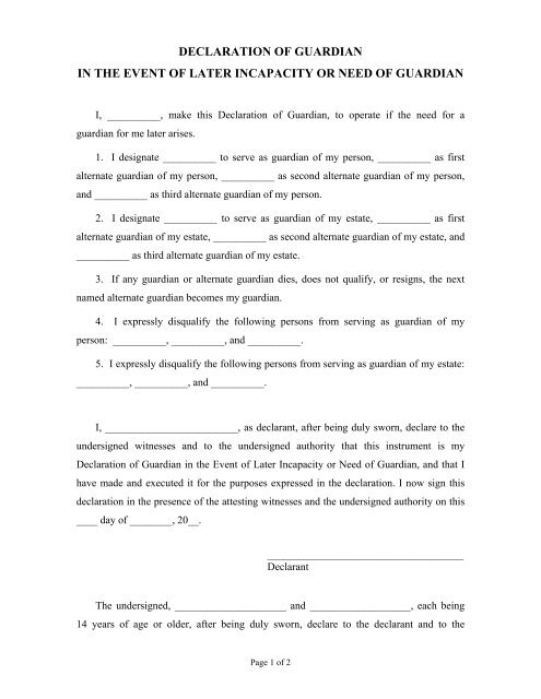 DECLARATION OF GUARDIAN - professorbeyer.com