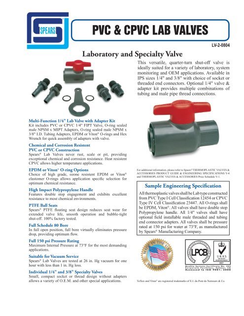 PVC & CPVC LAB VALVES - Aetna Plastics Corporation