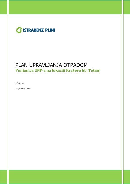 Plan upravljanja otpadom - skladiÅ¡ta i punionice plina (LPG)