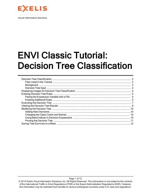 ENVI Classic Decision Tree Classification - Exelis VIS