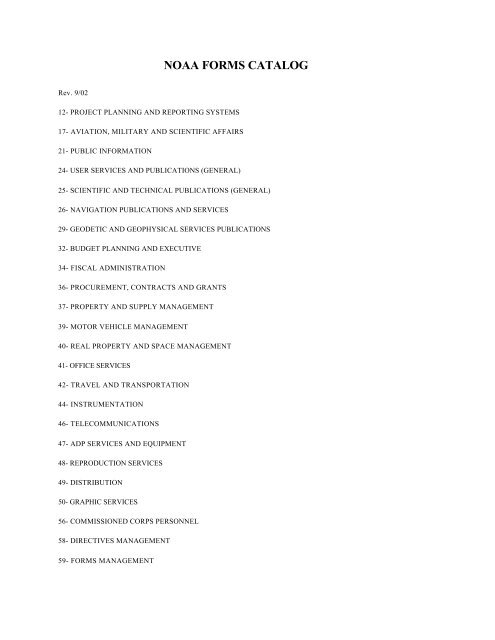 NOAA FORMS CATALOG