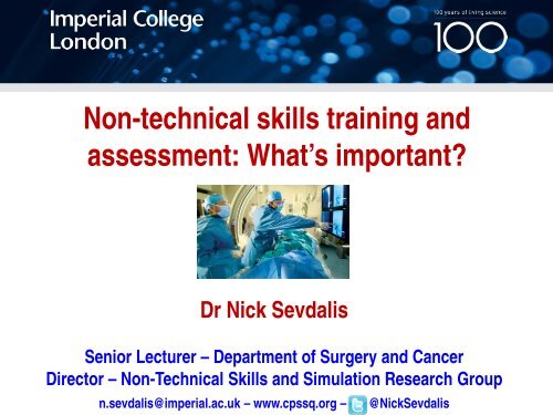 Non-technical skills training and assessment: What's ... - VascularWeb