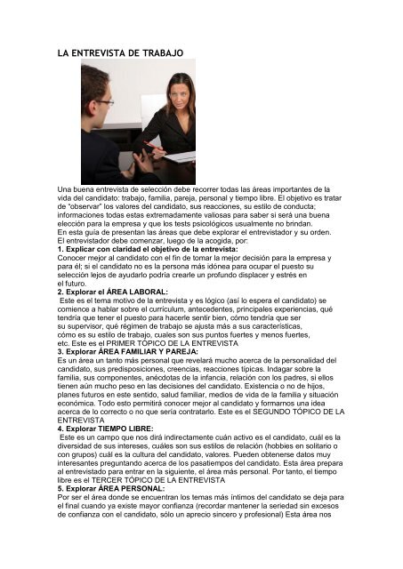 LA ENTREVISTA DE TRABAJO - tras-lengua