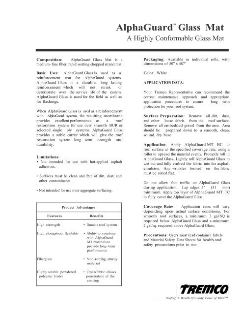 AlphaGuard Glass Mat - US Data Sheet - Tremco Inc.