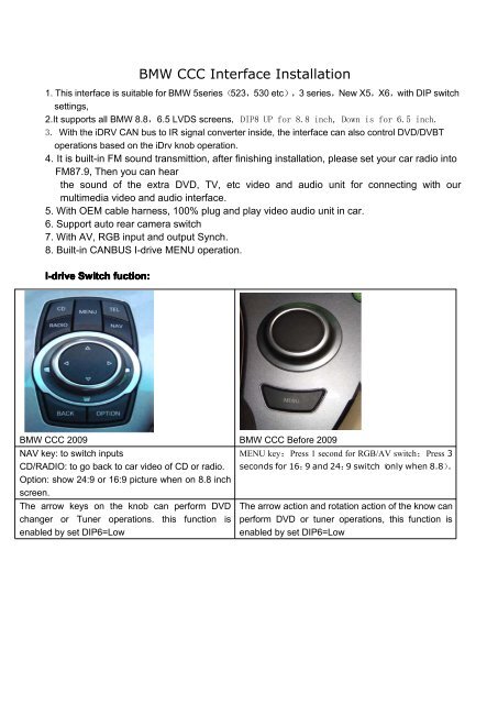 BMW CCC Interface Installation