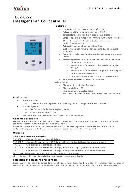 TLC-FCR-2 Intelligent Fan Coil controller