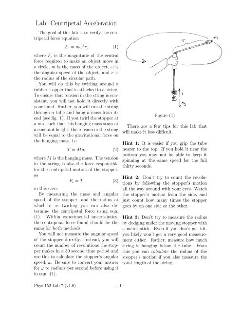 Centripetal Force Lab