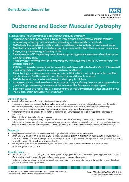 Duchenne and Becker Muscular Dystrophy - National Genetics ...