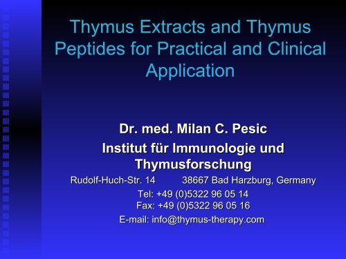 Thymus Extracts and Thymus Peptides for ... - Thymus Therapy
