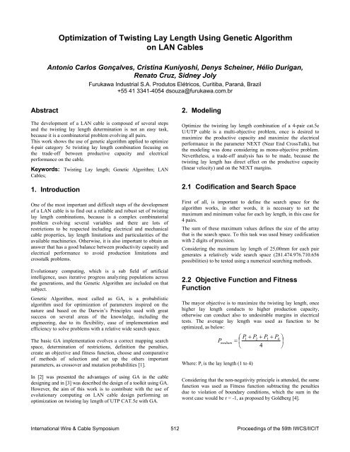 2010 - Optimization of Twisting Lay Length using Genetic Algorithm ...