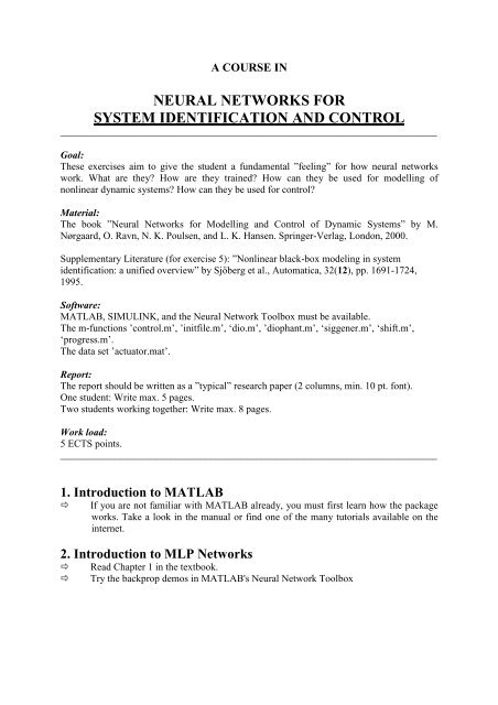 neural networks for system identification and control