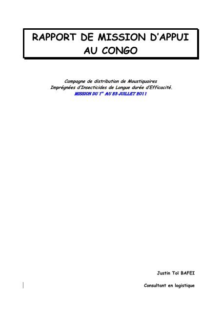 RAPPORT DE MISSION D'APPUI EN LOGISTIQUE AU CAMEROUN