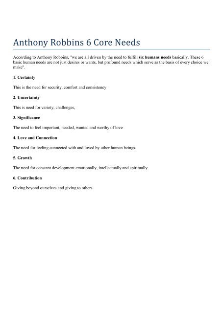 Anthony-Robbins-6-Core-Needs