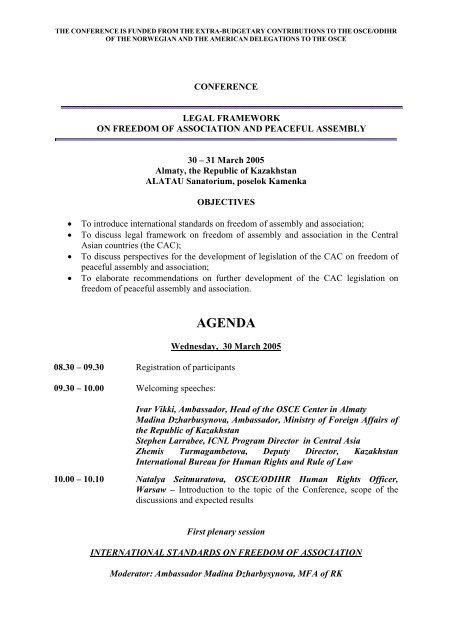 To view the Conference Agenda, List of Participants, and ...