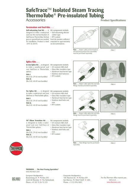 SafeTrace and ThermoTube System Accessories - Thermon ...
